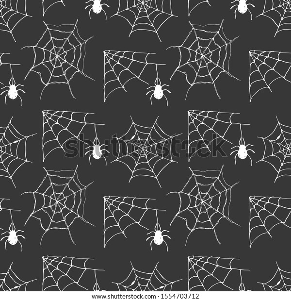 Spider Web Seamless Pattern Illustration Hand Stock Illustration 1554703712
