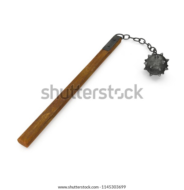Spiked Flail On White 3d Illustration Stock Illustration 1145303699 ...