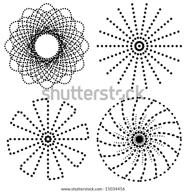 Spiral Design Patterns Four Black White 库存插图 15034456