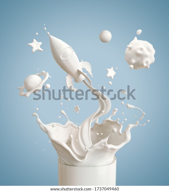 Splash Milk Form Rocket Shape Clipping Stock Illustration 1737049460