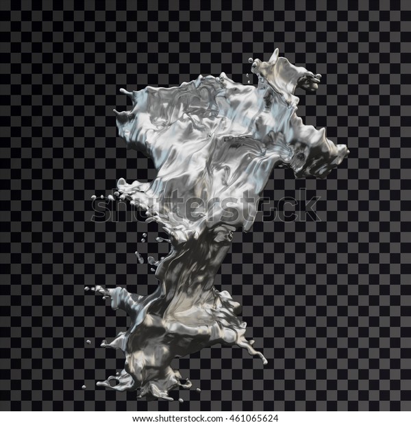Splash Silver 3d Transparent Stock Illustration 461065624