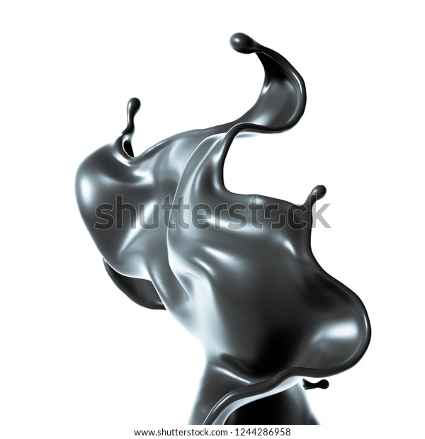 Splash Thick Black Liquid 3d Illustration Stock Illustration 1244286958 ...