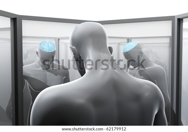 Split Personality Concept Mirror Reflections Stock Illustration ...