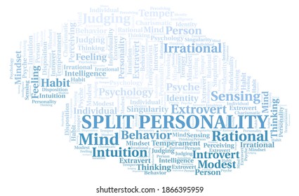 Split Personality Typography Word Cloud Create Stock Illustration ...