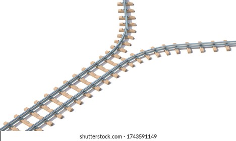 Split Railway 3d Render Illustration Isolated Stock Illustration ...