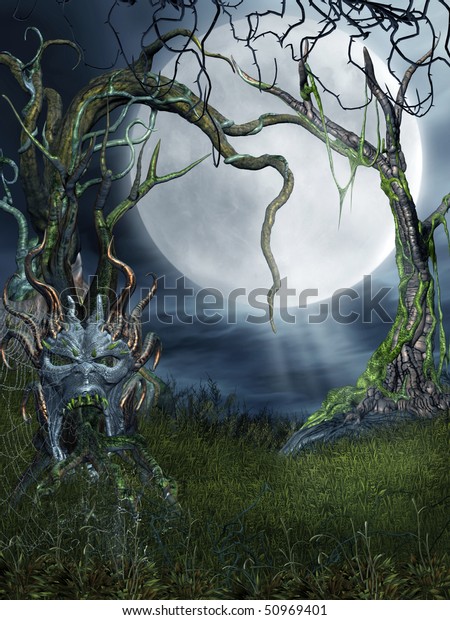 Spooky Forest Monster Tree Stock Illustration 50969401 | Shutterstock