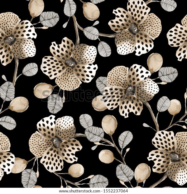Spotted Flower Pattern Stylized Flower Seamless Stock Illustration ...