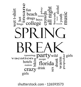 Spring Break Word Cloud Concept Black Stock Illustration 126593573 ...