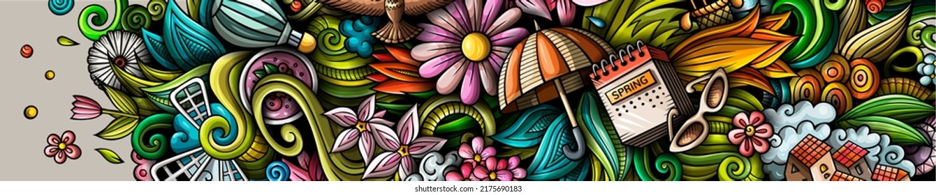 Spring Hand Drawn Doodle Banner Cartoon Stock Illustration 2175690183 ...