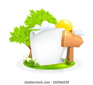 Spring Landscape Wooden Pointer Bitmap Copy Stock Illustration ...
