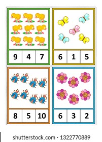 Educational Worksheet Preschool Kids Count Insects Stock Vector ...