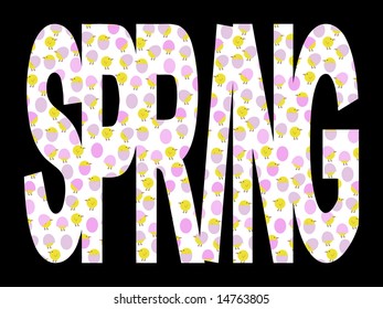 Spring Text Cute Hatching Chicks Illustration: стоковая иллюстрация ...