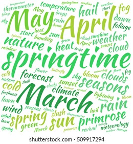Springtime Word Cloud Green Tones On Stock Illustration 509917294 ...