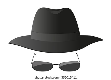 Black Sun Glasses Spy Hat Isolated: ภาพประกอบสต็อก 93970507 | Shutterstock