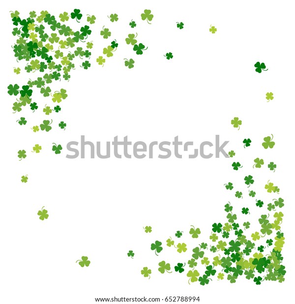 Square corner green frame or border of scatter transparent clover ...