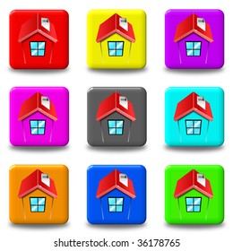 Square Home Button Icon Set 9 Stock Illustration 36178765 | Shutterstock