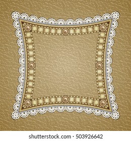 Square Patch Rivets Lace Border On Stock Illustration 503926642 ...