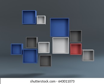 Square Shelf Spread Boxes On Dark Stock Illustration 643011073 ...