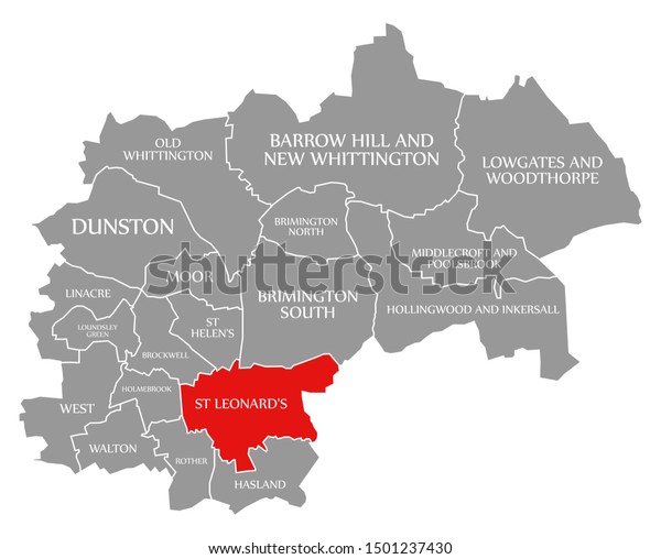 St Leonards Red Highlighted Map Chesterfield Stock Illustration ...