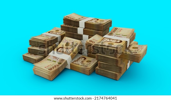 Stack 1000 Thai Baht Notes 3d: ภาพประกอบสต็อก 2174764041 | Shutterstock