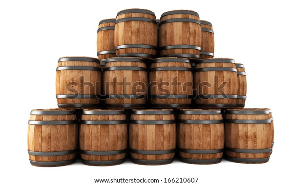 Stack Barrels Isolated On White Background Stock Illustration 166210607