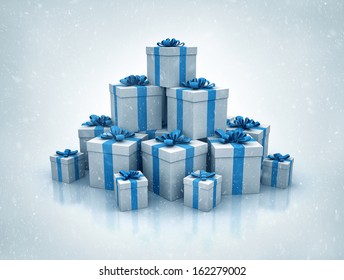 Stack Blue Gift Boxes 3d Render Stock Illustration 162279002 | Shutterstock