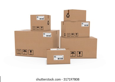 Cardboard Box Shipping Labels Isolated On Stock Illustration 320370701 ...