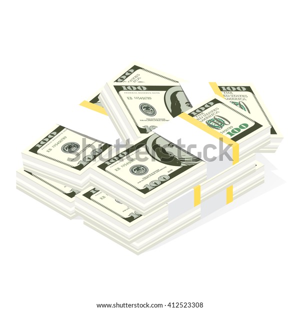 Stack Cash Isolated On White Background Stock Illustration 412523308 ...