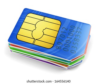 Stack Colorful Sim Cards Isolated On Stock Illustration 164556140 ...