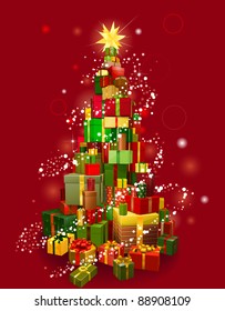 Stack Gifts Shape Christmas Tree Lights Stock Illustration 88908109