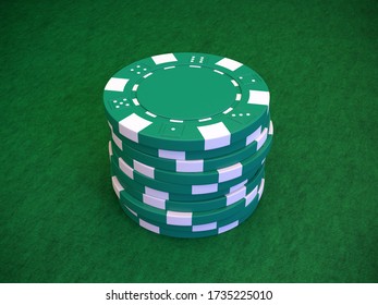 Stack Green Poker Chips On Green Stock Illustration 1735225010 ...