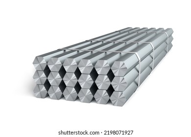 Stack Hexagon Shape Steel Bars Isolated Stock Illustration 2198071927 ...