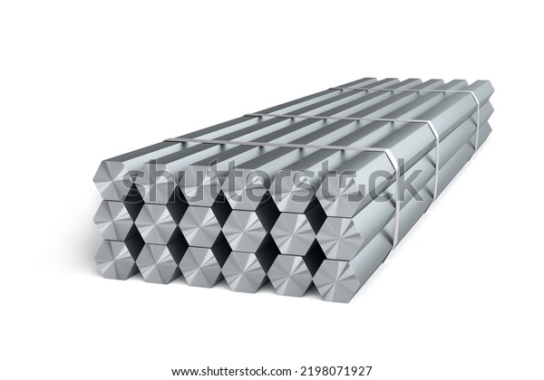 Stack Hexagon Shape Steel Bars Isolated Stock Illustration 2198071927 ...
