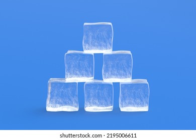 Stack Ice Cubes On Blue Background Stock Illustration 2195006611 ...