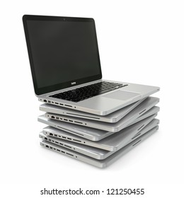 Stack Laptop On White Isolated Background Stock Illustration 121250455 ...