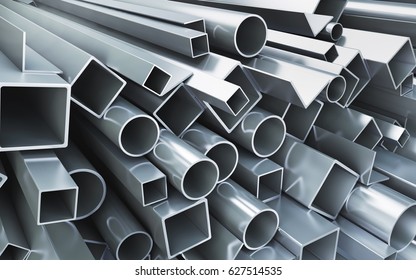 Stack New Shiny Pipes Profiles 3d Stock Illustration 627514535 ...