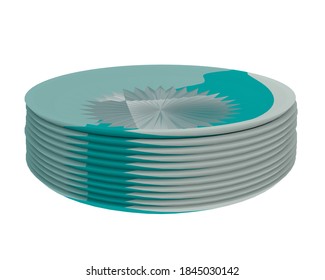 Stack Plates Isolated On White Background3d Stock Illustration ...
