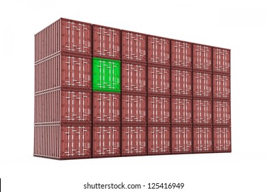 Stack Ship Containers Single Green Container: ภาพประกอบสต็อก 125416949 ...