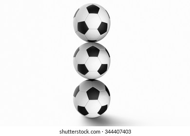 Stack Soccer Balls Against White Background Stock Illustration ...