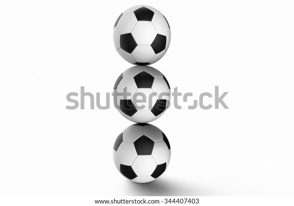 Stack Soccer Balls Against White Background Stock Illustration ...