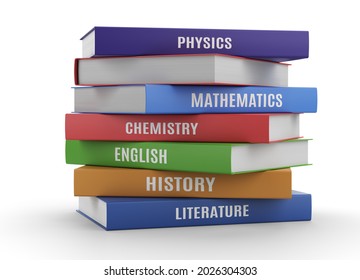 Stack Textbooks Isolated On White Background Stock Illustration ...