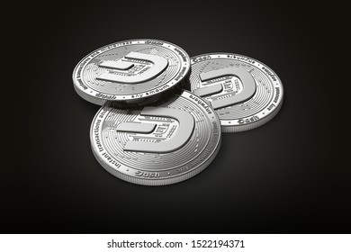 Stack Three Silver Dash Coins 2019 Stock Illustration 1522194371 ...
