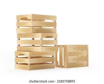 Stack Wooden Boxes Pallets On White Stock Illustration 2183758893 ...