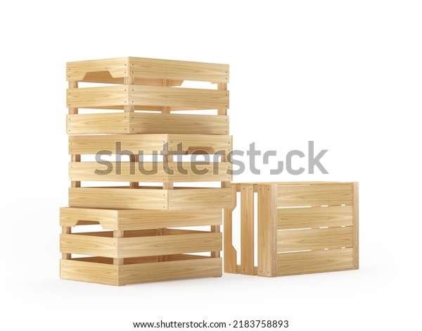 Stack Wooden Boxes Pallets On White Stock Illustration 2183758893 ...
