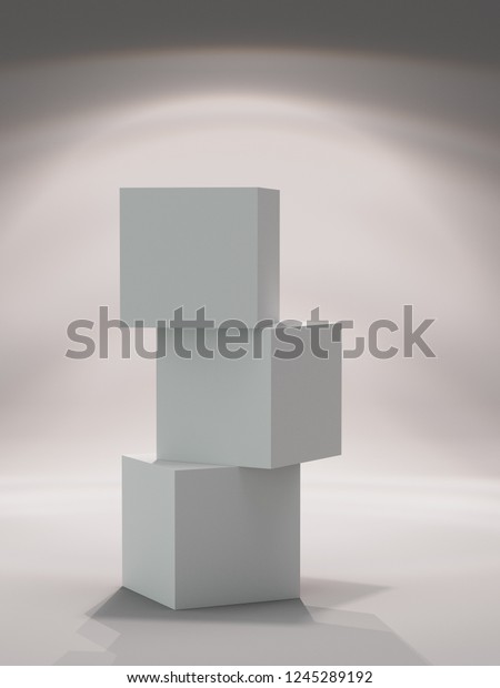 Stacked Cube Display Stand 3d Render Stock Illustration 1245289192 ...