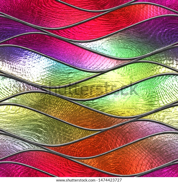 Stained Glass Seamless Texture Waves Pattern Stock Illustration 1474423727