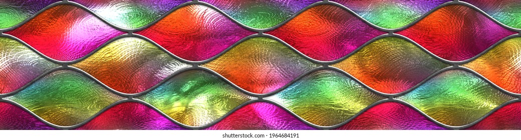 Stained Glass Waves Pattern Window Seamless Stock Illustration ...