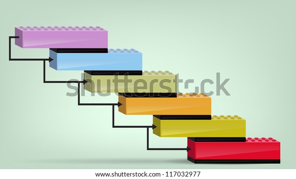 Staircase Graphic Chart Presentation Template Colored Stock ...