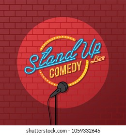 Stand Comedy Open Mic Vector Art Stock Vector (Royalty Free) 1033819849