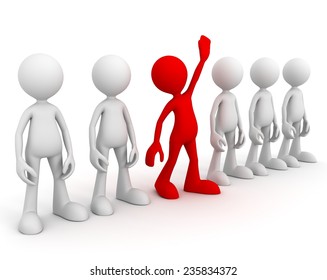 Standing Out Crowd Red 3d People Stock Illustration 320301020
